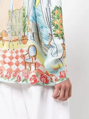 Casablanca Illustration-style Print Silk Shirt - Neutrals