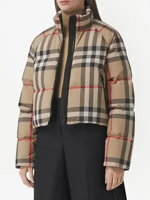 Burberry Vintage Check Cropped Puffer Jacket