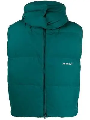 Off-White Logo-print Padded Gilet - Green