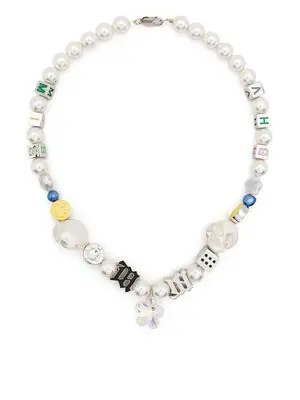 MISBHV Pearl Logo-charm Necklace - White