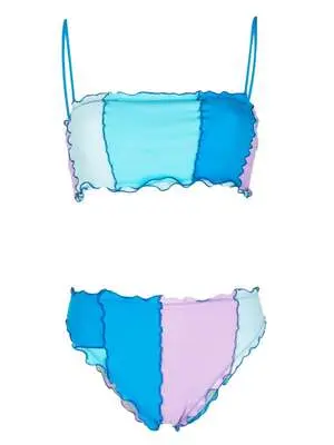 SHERRIS Colour-block Bikini Set - Blue