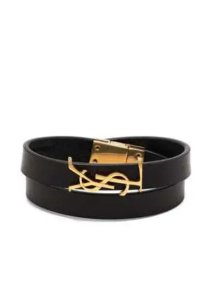 Saint Laurent Logo-plaque Leather Bracelet