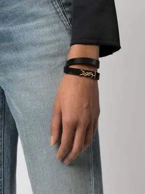 Saint Laurent Logo-plaque Leather Bracelet
