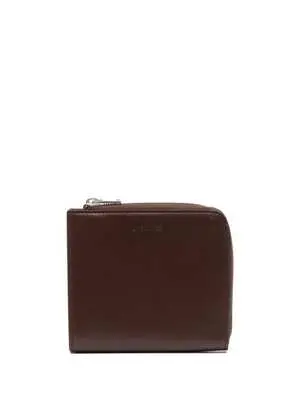 JIL SANDER Embossed-logo Zip-up Card Holder - Brown