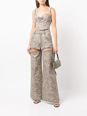 AREA Heart Leopard-print Bustier Top