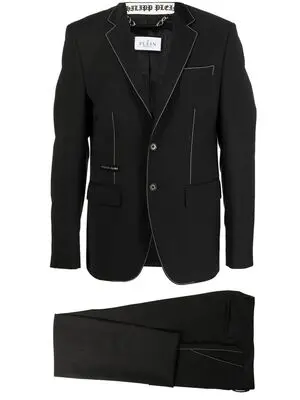 Philipp Plein Contrast-stitching Single-breasted Suit - Black