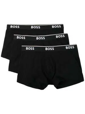 BOSS Pack-of-three Logo-waistband Boxer Briefs - Black
