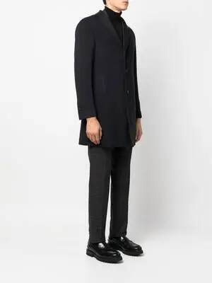 Tagliatore Single-breasted Cashmere Coat - Blue