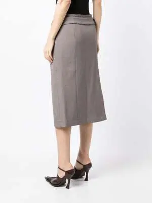 Rokh Houndstooth Midi Skirt - Brown