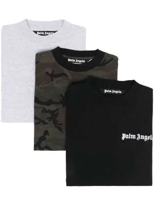 Palm Angels Three-pack Logo-print T-shirts - Black