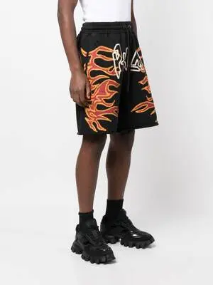 Palm Angels Graffiti Flames Logo-print Shorts - Black