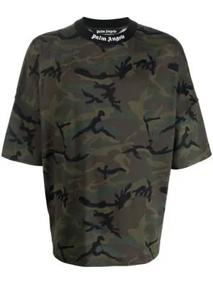 Palm Angels Logo-band Camouflage-print T-shirt