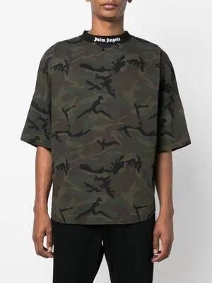Palm Angels Logo-band Camouflage-print T-shirt