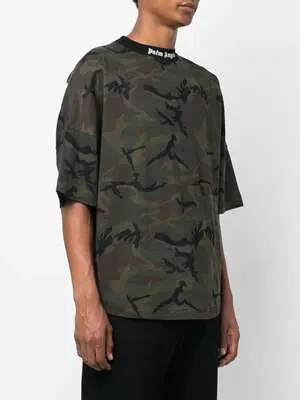 Palm Angels Logo-band Camouflage-print T-shirt