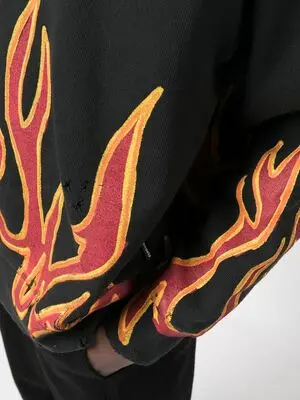 Palm Angels Graffiti Flames Distressed Sweatshirt