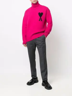 AMI Paris De Coeur Roll-neck Jumper - Pink