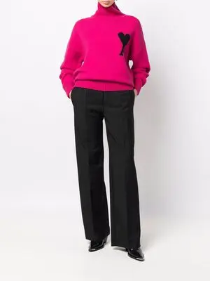 AMI Paris De Coeur Roll-neck Jumper - Pink
