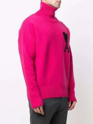 AMI Paris De Coeur Roll-neck Jumper - Pink