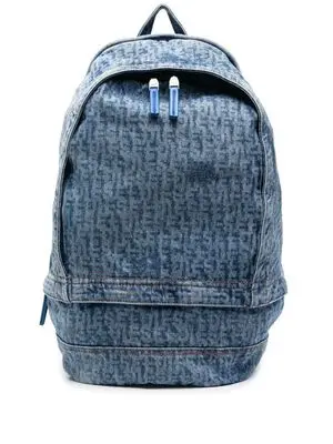 DIESEL® Logo Print Denim Backpack - Blue