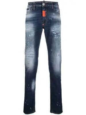 Philipp Plein Contrast Stitching Jeans For Men