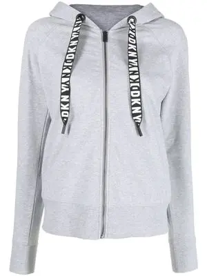 Dkny Logo Drawstring Zip-up Hoodie