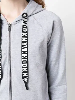 Dkny Logo Drawstring Zip-up Hoodie
