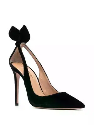 AQUAZZURA Bow Tie 105mm Velvet Pumps