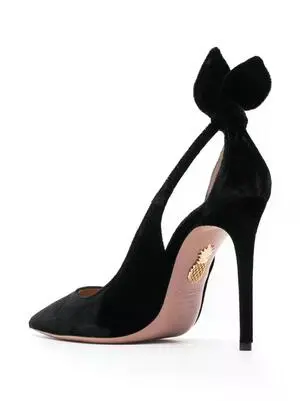 AQUAZZURA Bow Tie 105mm Velvet Pumps