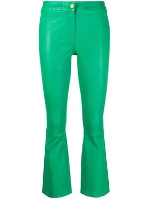 ARMA Cropped Leather Trousers - Green
