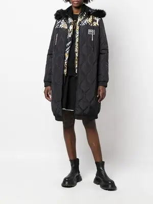 Versace Graphic-print Quilted Mid-length Coat