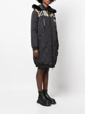 Versace Graphic-print Quilted Mid-length Coat