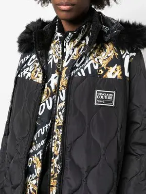 Versace Graphic-print Quilted Mid-length Coat