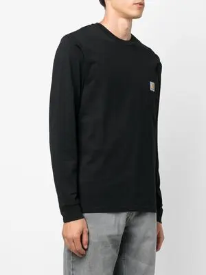 Carhartt Work In Progress Chest Logo-patch Detail T-shirt - Black