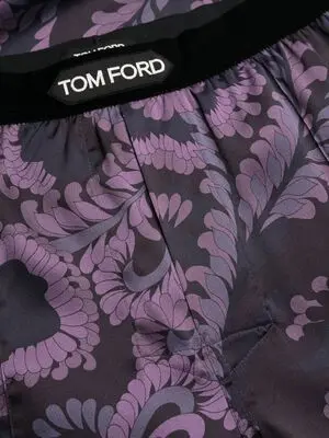 TOM FORD Floral-print Stretch-satin Trousers - Purple