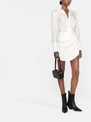 Gauge81 Silk Draped Shirt Dress - White