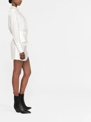 Gauge81 Silk Draped Shirt Dress - White