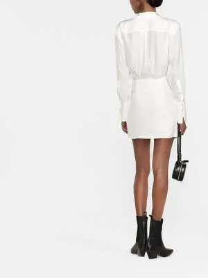 Gauge81 Silk Draped Shirt Dress - White