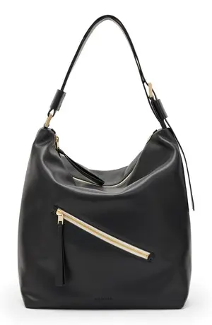 ALLSAINTS Aliyah Leather Shoulder Bag Black