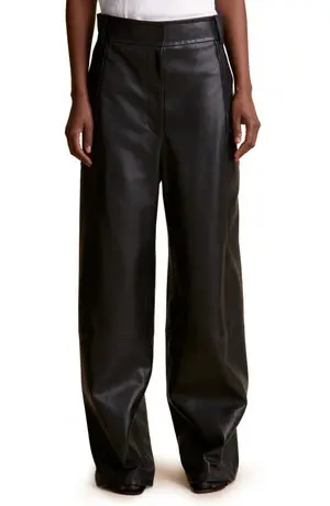 Khaite Leon Wide Leg Leather Trousers