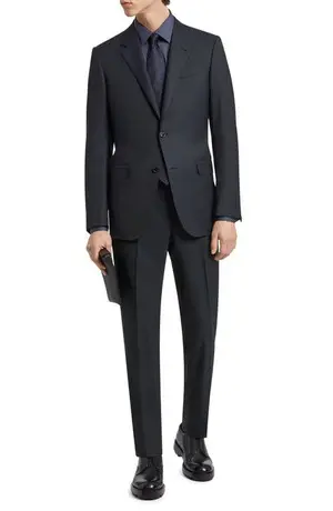 Zegna Regular Fit Navy 15milmil15 Wool Suit - Blue