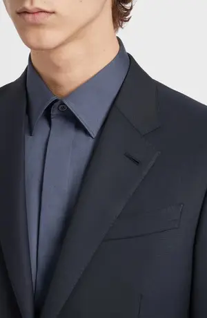 Zegna Regular Fit Navy 15milmil15 Wool Suit - Blue