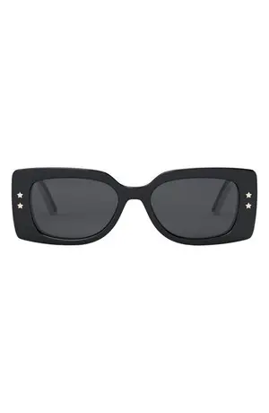 Dior Pacific S1u 53mm Rectangular Sunglasses - Shiny Black / Smoke