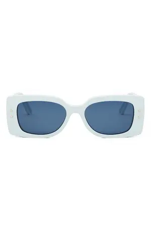 Dior DIOR Pacific S1U 53mm Rectangular Sunglasses Shiny Light Blue / Blue