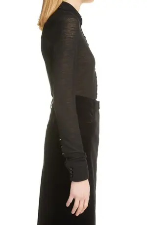 Saint Laurent Fitted Wool Jersey Button-up Shirt