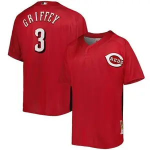 Mitchell & Ness Ken Griffey Jr. Cincinnati S Cooperstown Collection Mesh Batting Practice Button-up Jersey