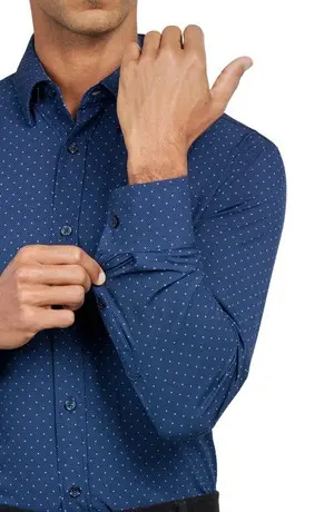 W.R.K Regular Fit Dot Print Performance Stretch Dress Shirt