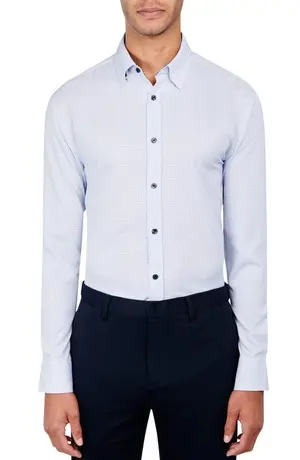 W.R.K Regular Fit Dot Print Performance Stretch Dress Shirt White