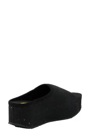 VOLATILE Festina Glitter Platform Slide Sandal - Black Fabric