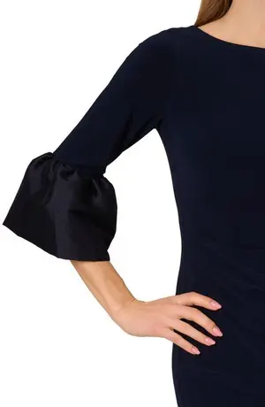 Adrianna Papell Bell Sleeve Jersey Sheath Dress