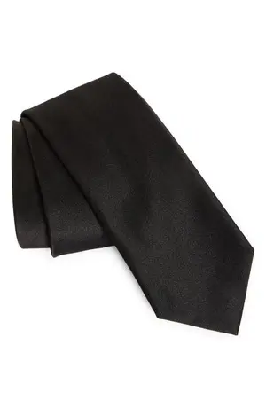 Zegna Solid Silk Neck Tie - Black